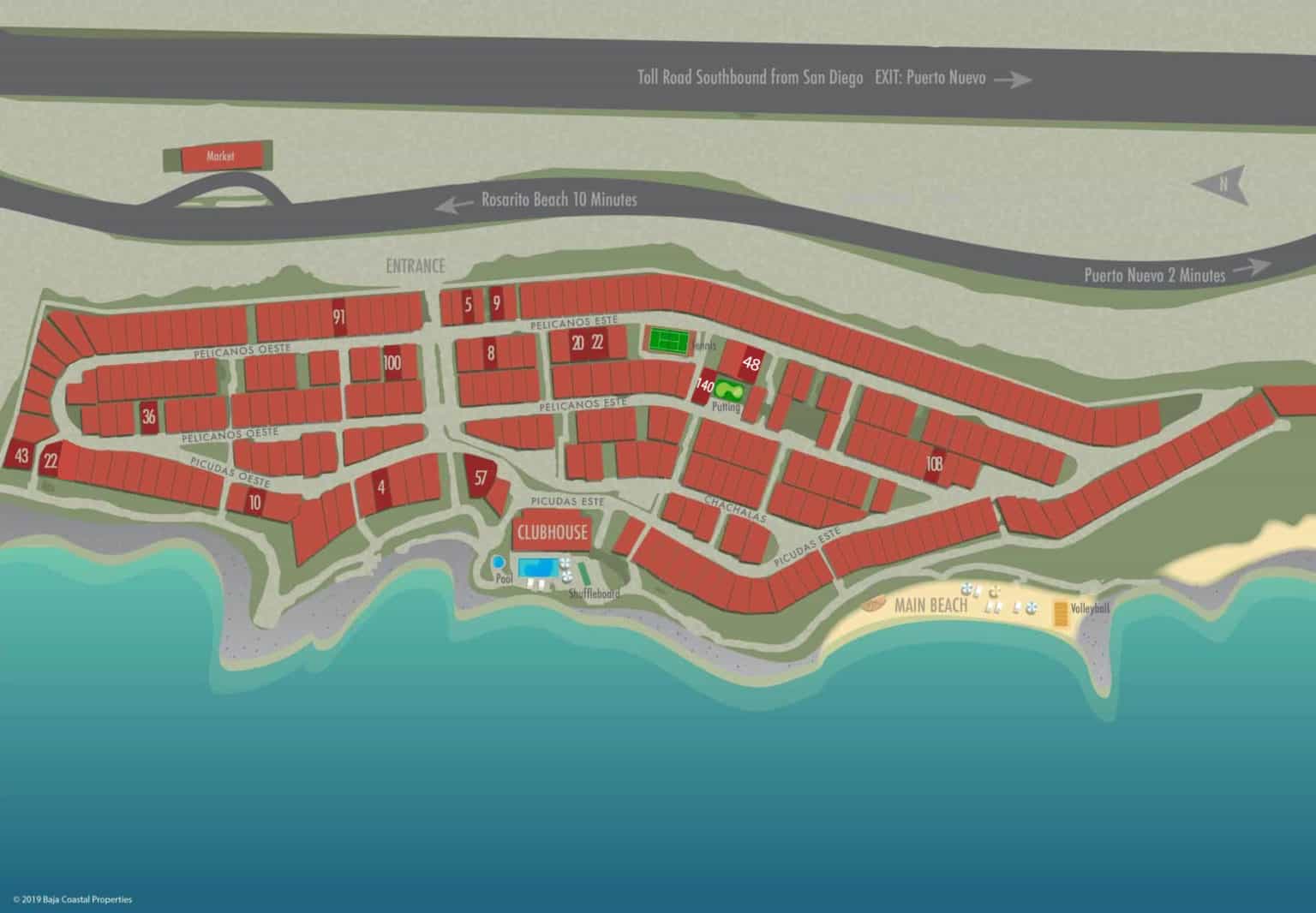 Las Gaviotas Map - Las Gaviotas Rentals and Rosarito Beach Rentals